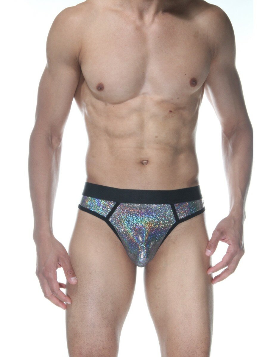Мужские трусы стринги серебристые блестящие Don Moris DM102144 M (46)