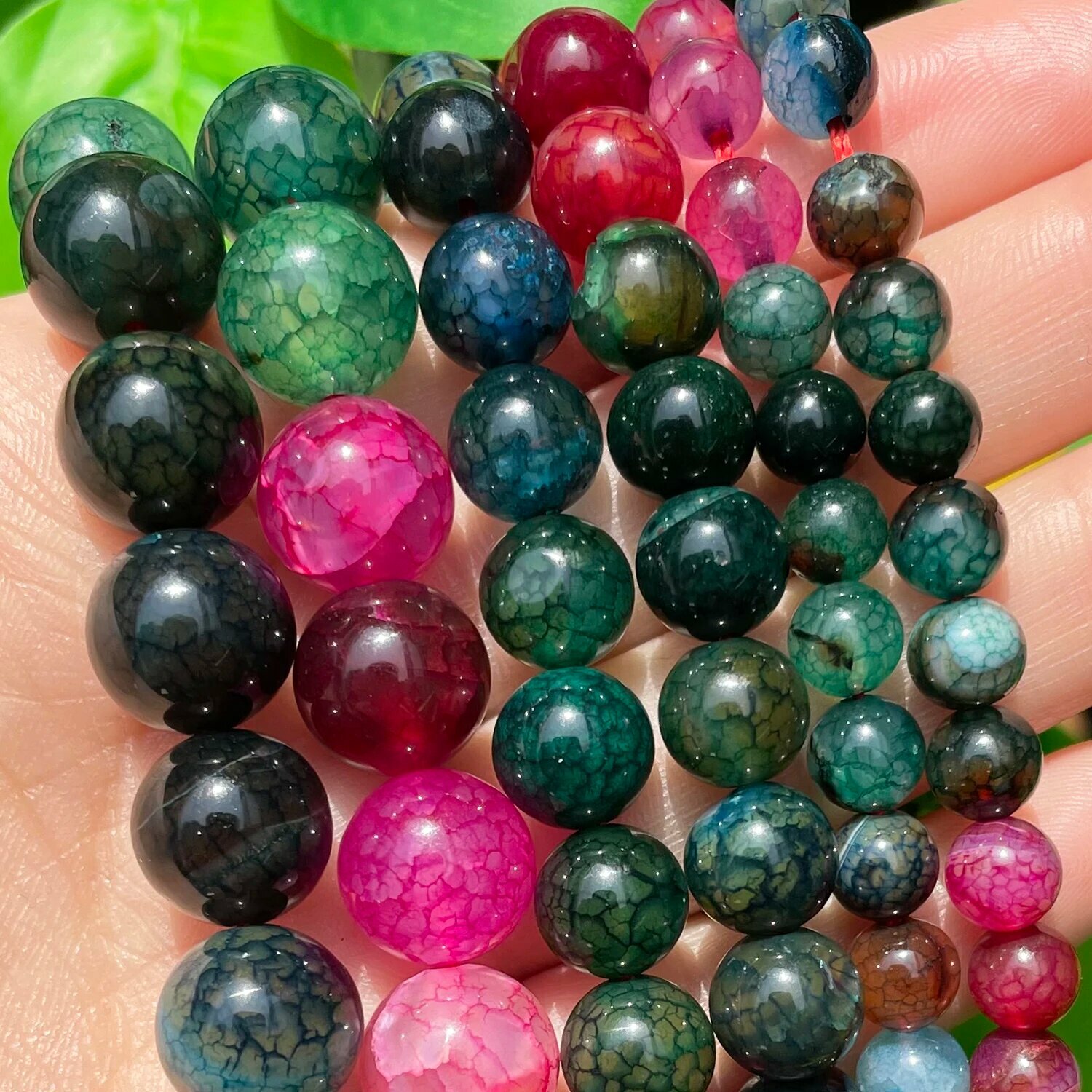Бусины Халцедон "Dragon Veins Agate", изумрудные, 8 мм