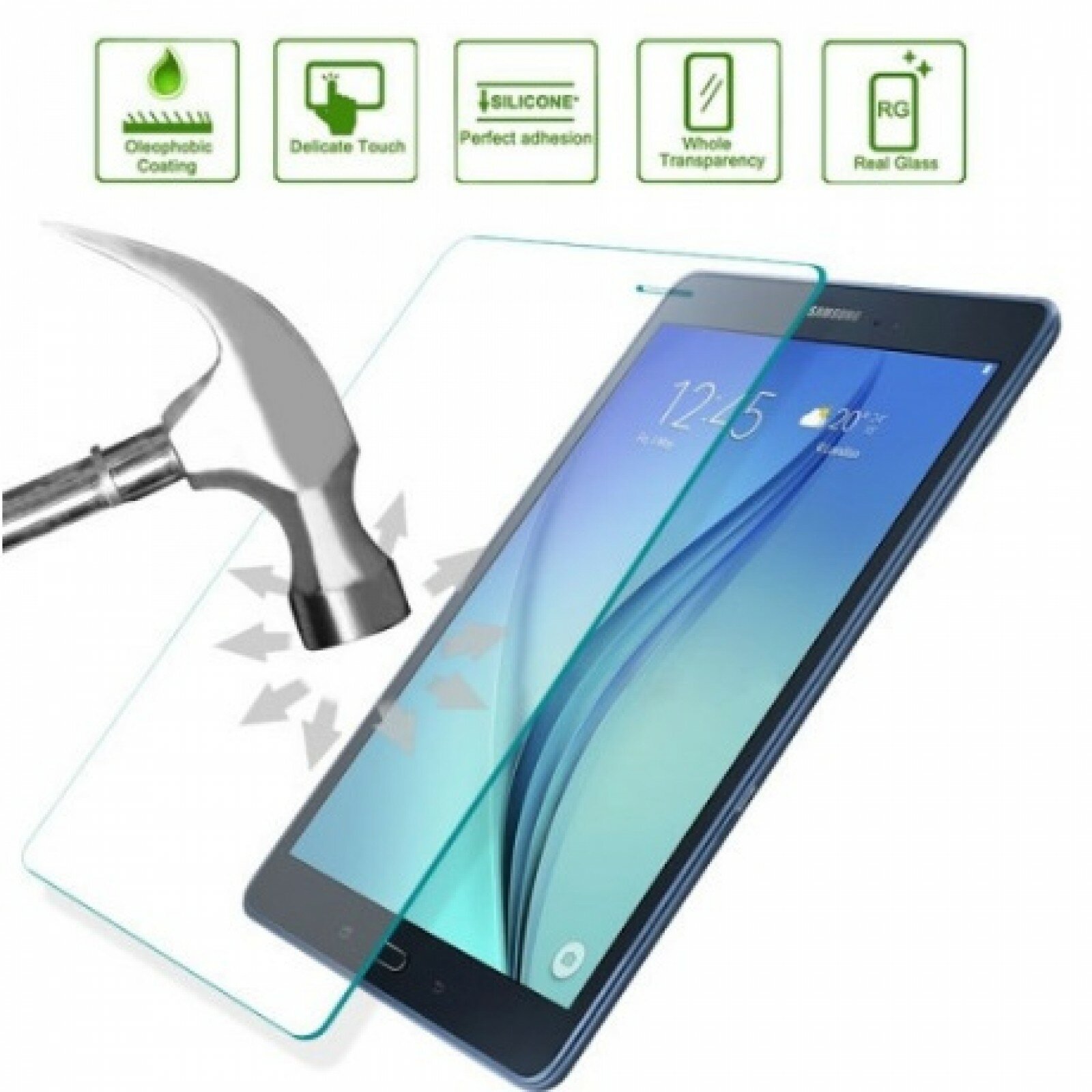 Защитное противоударное стекло MyPads для планшета Samsung Galaxy Tab A 9.7 с олеофобным покрытием