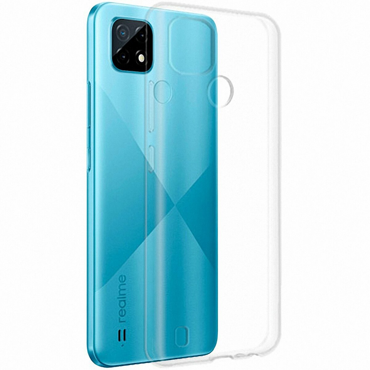 Чехол накладка для Realme C21 силиконовый прозрачный глянцевый