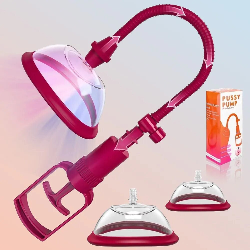Вакуумная помпа-стимулятор для вульвы 2 в 1 . Усилитель чувствительности и кровообращения, 2 чаши, аварийный клапан