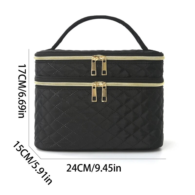 Черный органайзер для косметики с ручкой 24x15x17 см