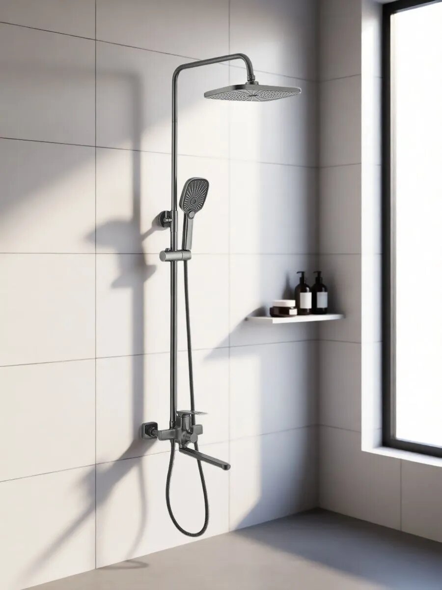 Душевая система с тропическом душем Hansen из латуни H33020-P графит