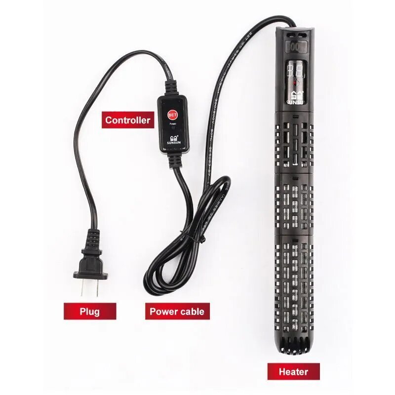 SUNSUN 500W Digital Display Quartz Glass Rod Аквариумный нагреватель 400L