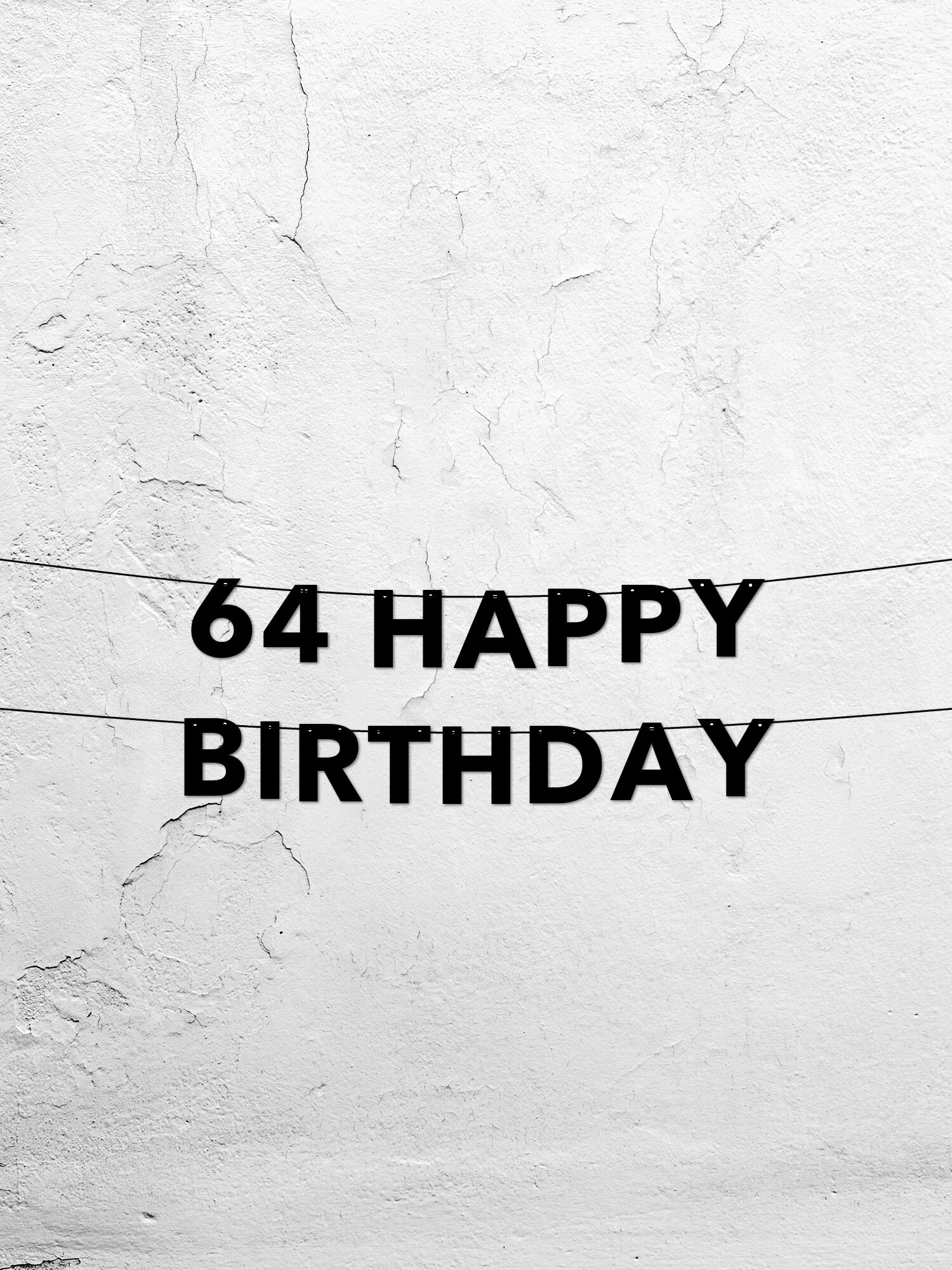 Гирлянда-растяжка '64 Happy Birthday' - Яркое украшение интерьера и декор для комнаты, идеальное для праздников и фотосессий, высота букв 10 см, толщина букв 1 мм.