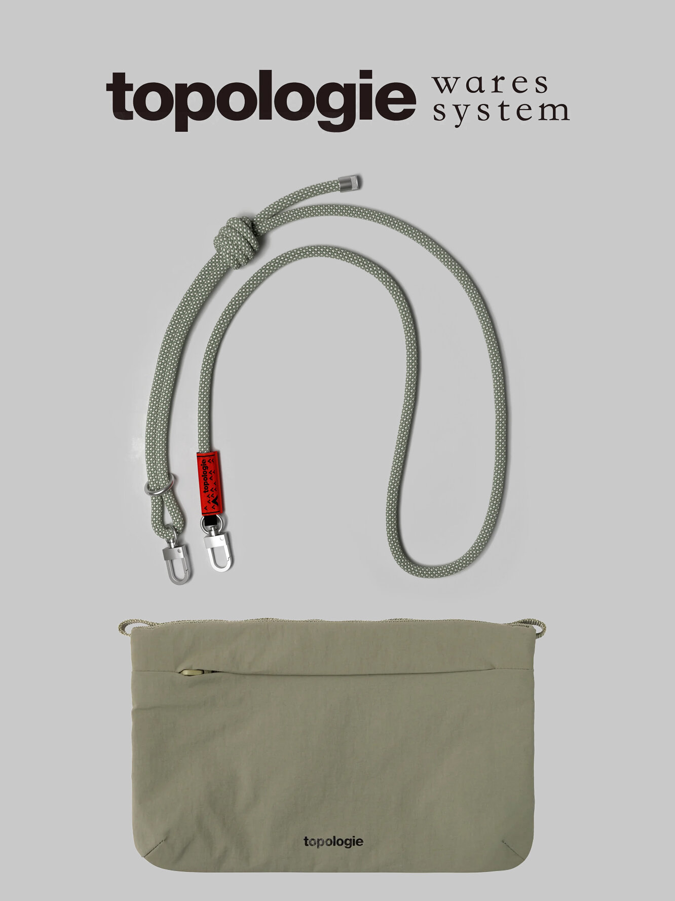 Сумочка через плечо/кроссбоди для бутылки Topologie Flat Sacoche Moss (мох) с ремнем 8 мм Sage Lattice