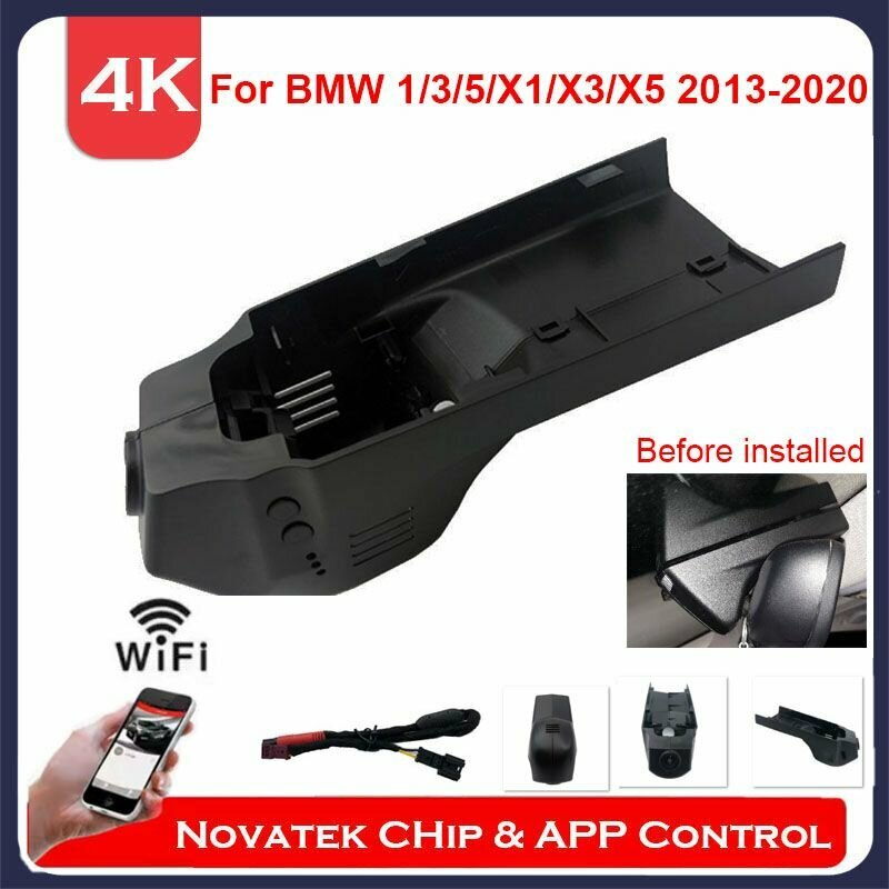 4K 2160P видеорегистратор с Wi-Fi для BMW 1/3/5/X1/X3/X5 F10 F15 F20 F25 F48 F31 - двухкамерный CarLog ночью H.265