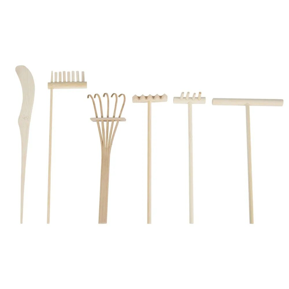 Мини-японский набор инструментов из бамбука для садовых граблей, деревянная песочница, набор игрушек для песочной терапии для духовной медитации мира