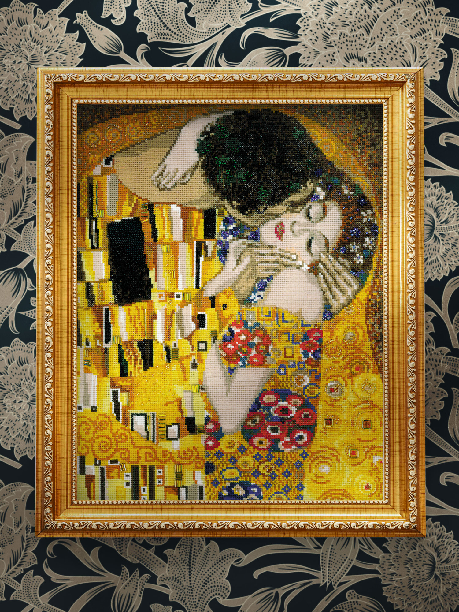 Набор для вышивания крестом Риолис, вышивка крестиком по мотивам картины Г. Климта "Поцелуй", 30*35 см, 1170