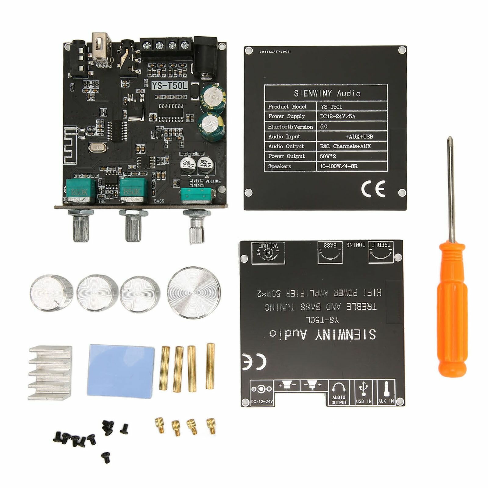 Плата усилителя звука Bluetooth 5.0, двухканальный Hi-Fi стерео цифровой усилитель мощности с несколькими функциями защиты