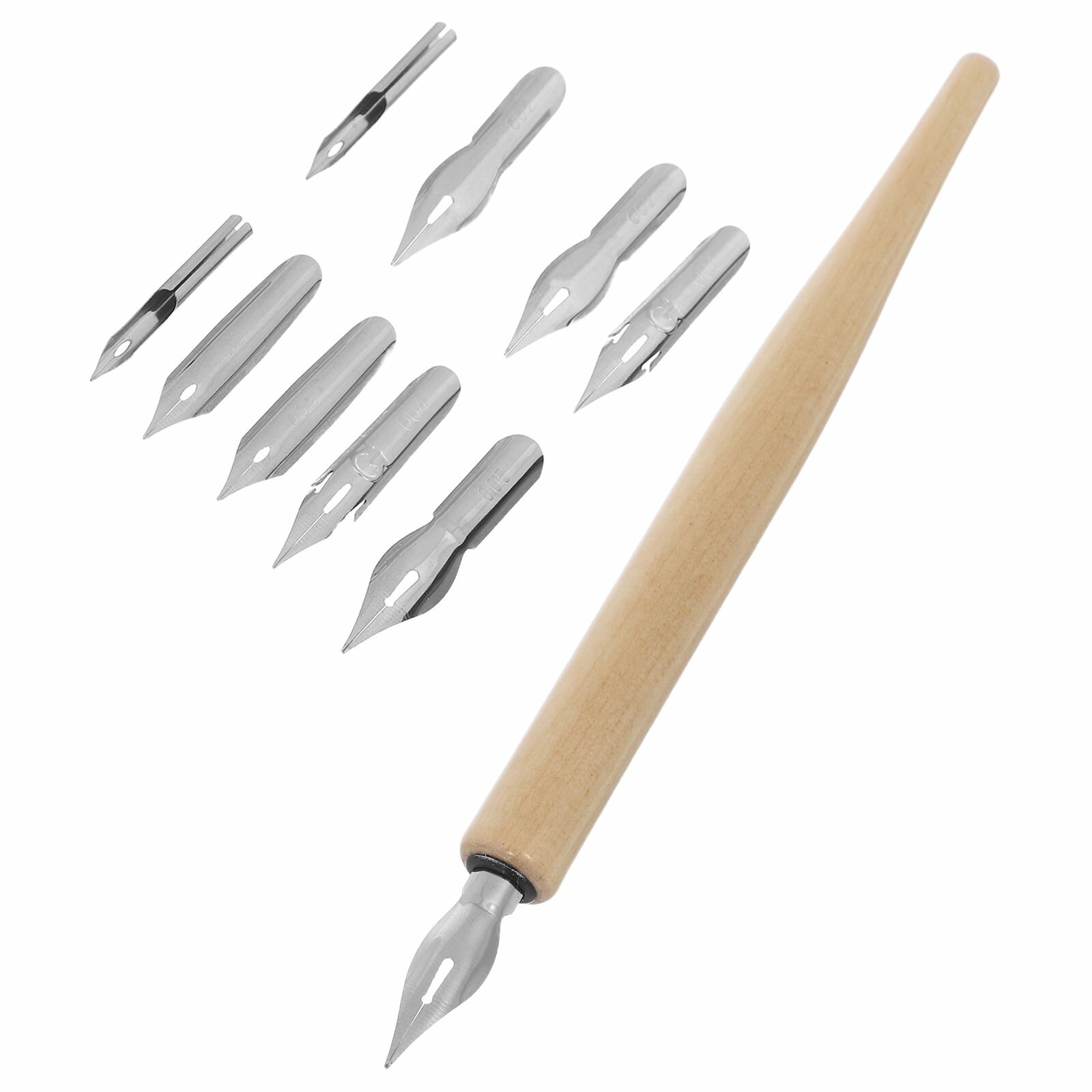 Набор перьевых ручек с деревянным корпусом и сменными стальными перьями для каллиграфии