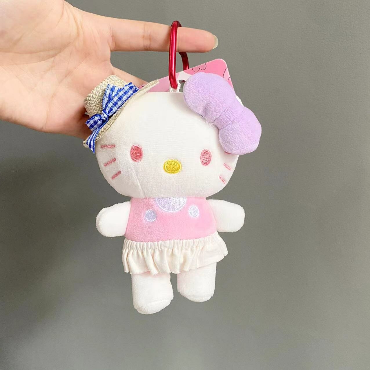 Розовая шляпка-брелок с Hello Kitty, 13 см, мягкий плюшевый аксессуар, подарок женщинам