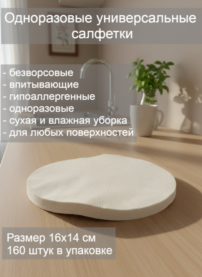 Салфетки безворсовые одноразовые впитывающие универсальные размер 14х16 см