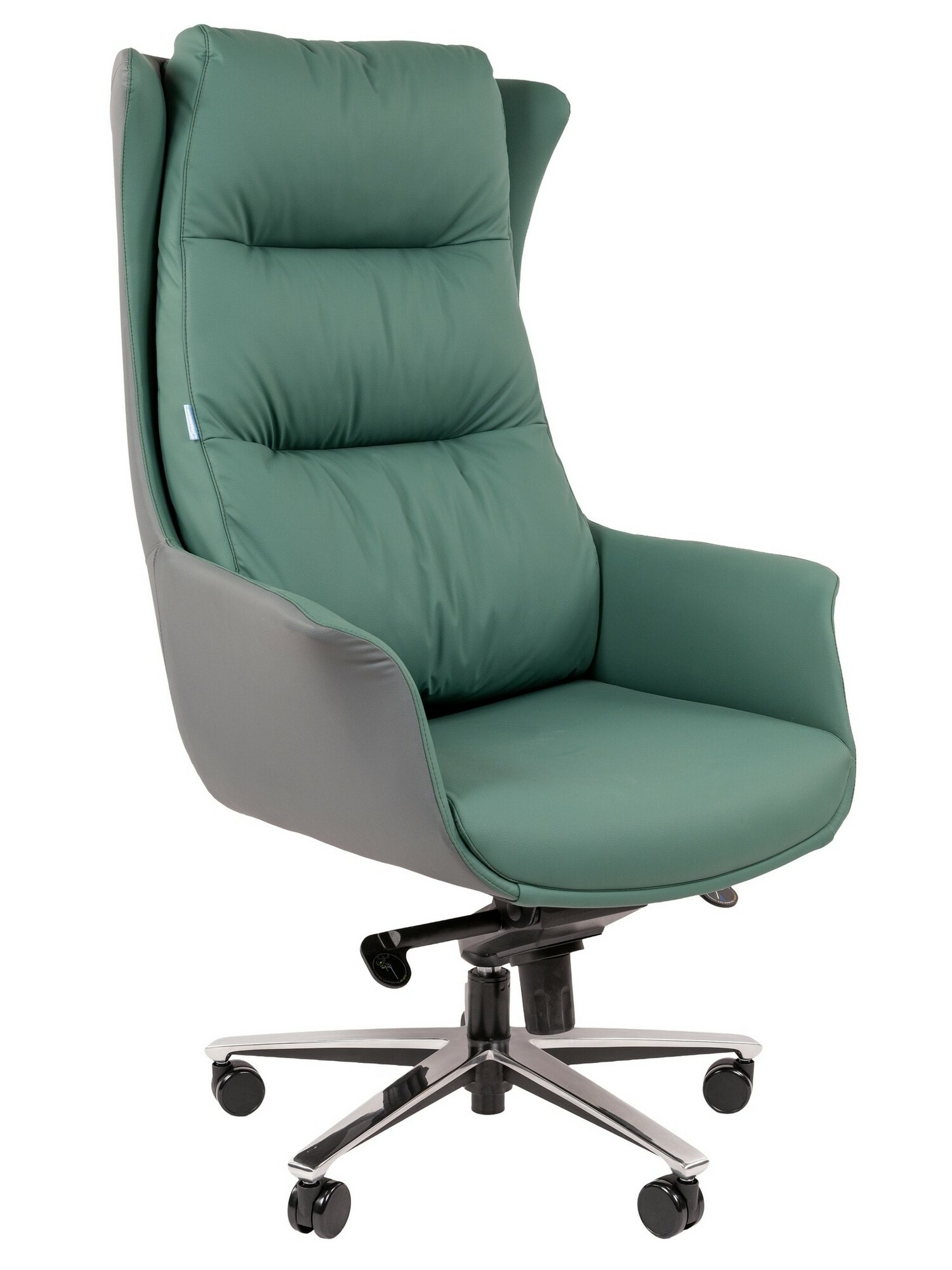 Кресло руководителя Chairman Премиум 523 экокожа зеленая/серая, с мультиблоком для домашнего офиса