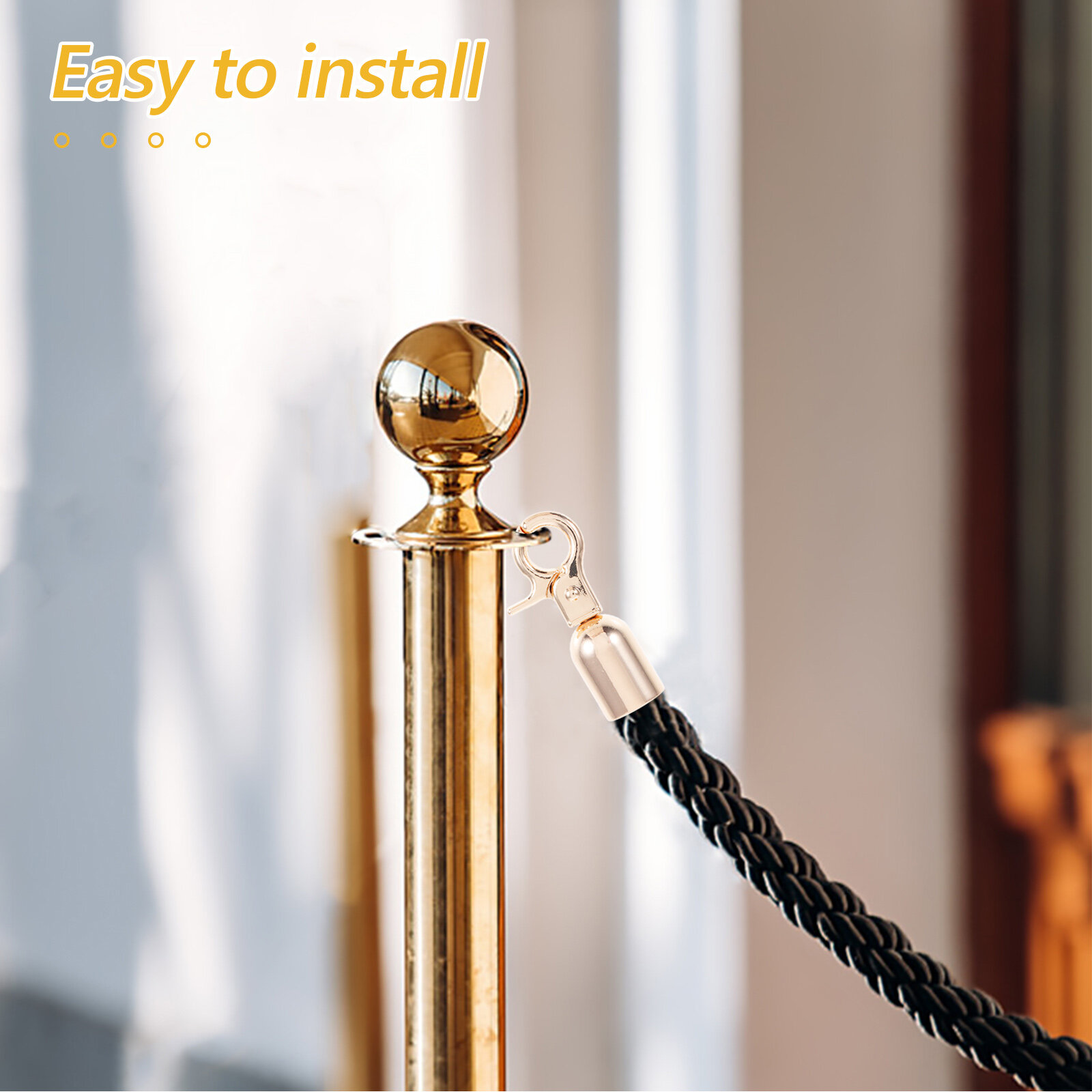 Золотистый металлический зажим-крючок из цинкового сплава для перильных канатов, с быстроразъемным стопором, набор 3 шт