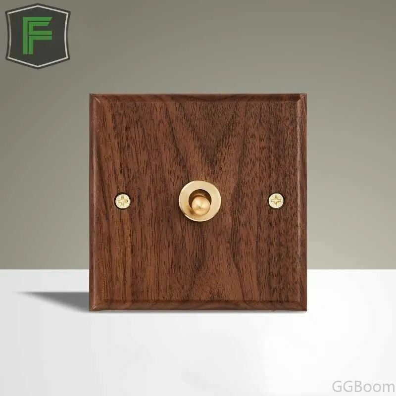 Розетка выключателя света индустриальном в стиле ретро, тумблерная пластина латуни из цельного дерева, старинный выключатель