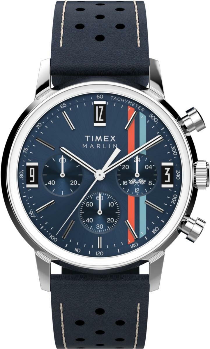 Наручные часы TIMEX, серебряный, синий — фото 1