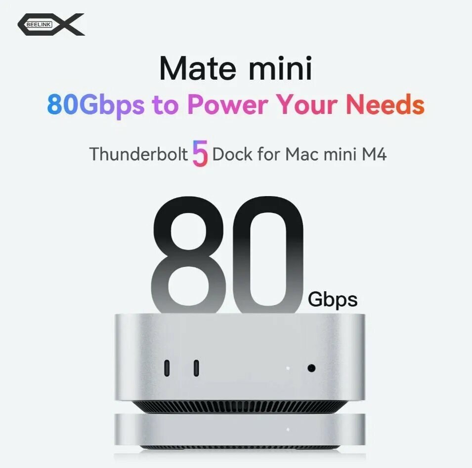 Док-станция Thunderbolt 5 Beelink Mate mini, 80 Гбит/с для Mac mini M4 (модель B PCIe*4)