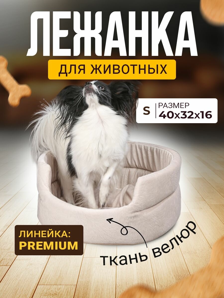 Лежанка для котят и щенков с бортиками Mad Lion Велюр 40х32 см