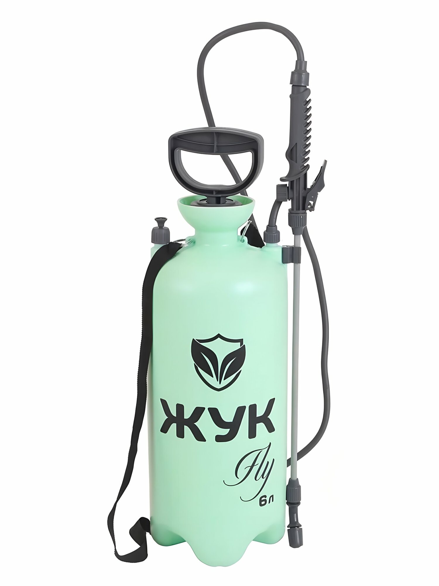 Опрыскиватель садовый Жук Fly 6 л, помповый ранцевый для огорода и дачи, мятный, нетелескопическая штанга 600 мм