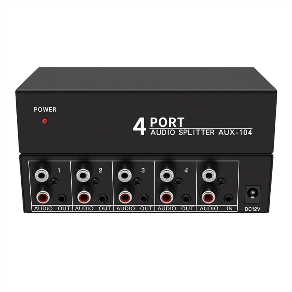 Аудиоразветвитель 1 в 4 выхода L/R Aux Stereo 1X4 Distributor для ПК DVD Speaker Splitte, EU Plug