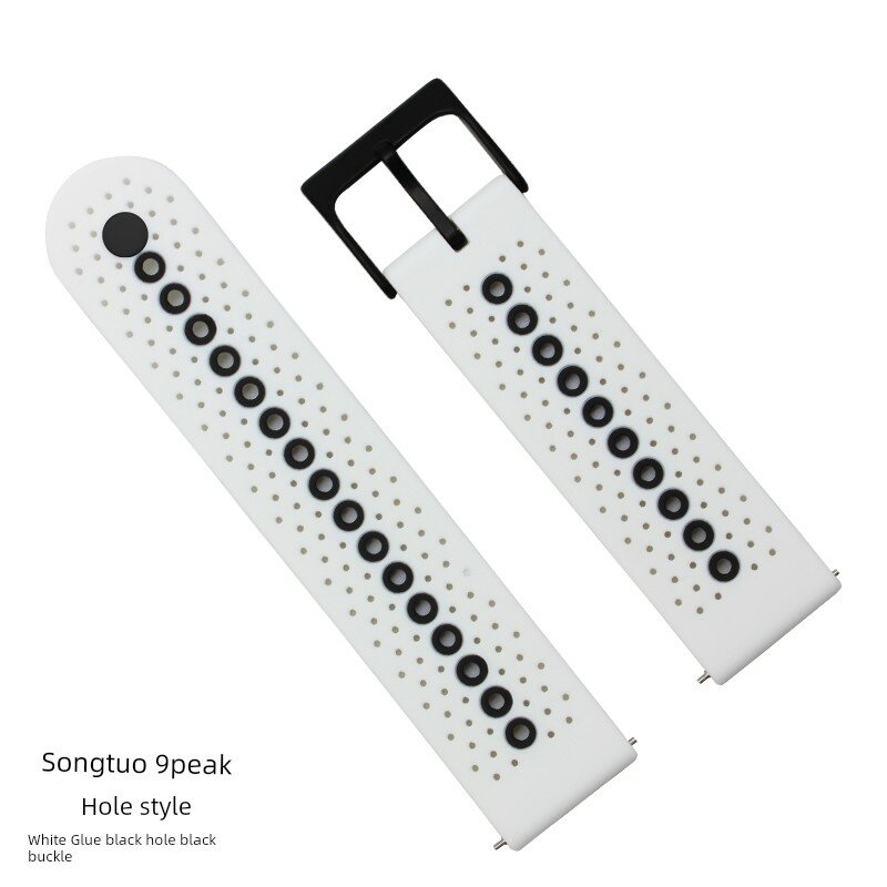 Suunto 9 Peak 22 мм белая силиконовая браслет с черной пряжкой, без перфорации