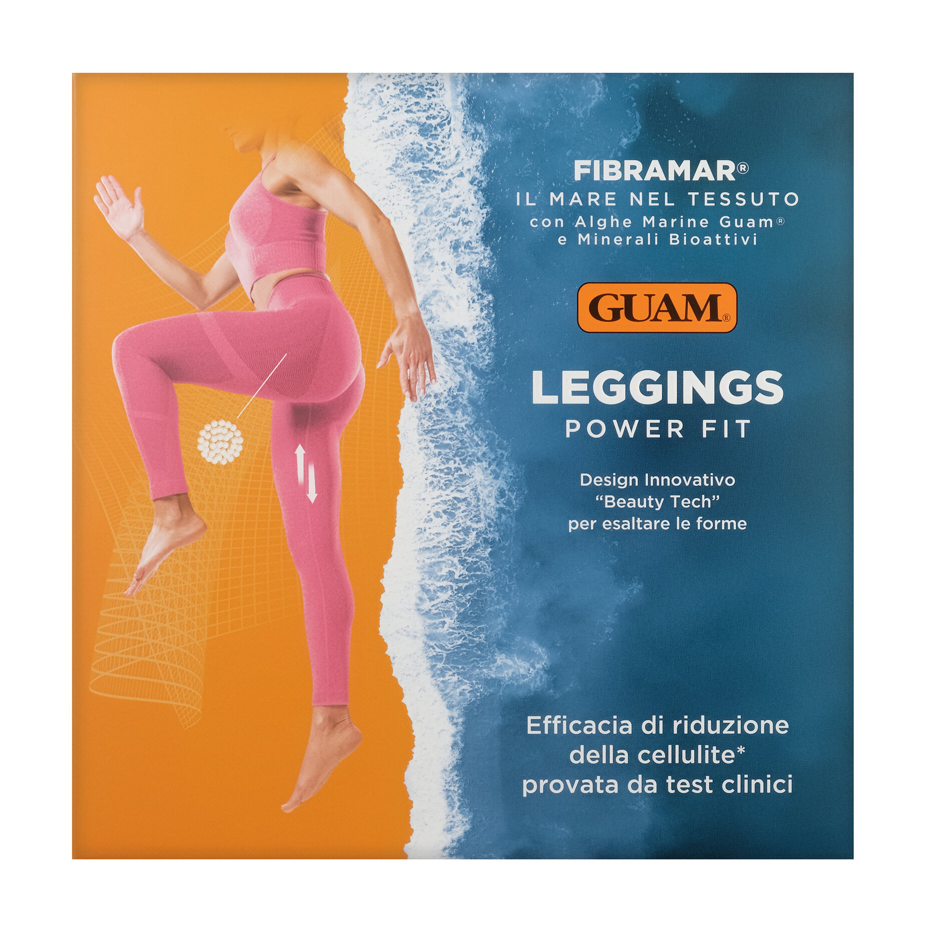 GUAM Fibramar Легинсы для занятий спортом Power Fit, цвет розовый, размер S/M (рос. размер 44-46)