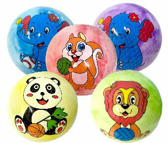 Мяч lдетский резиновый Зверята, диаметр 22 см 70 гр. в наборе 10 шт