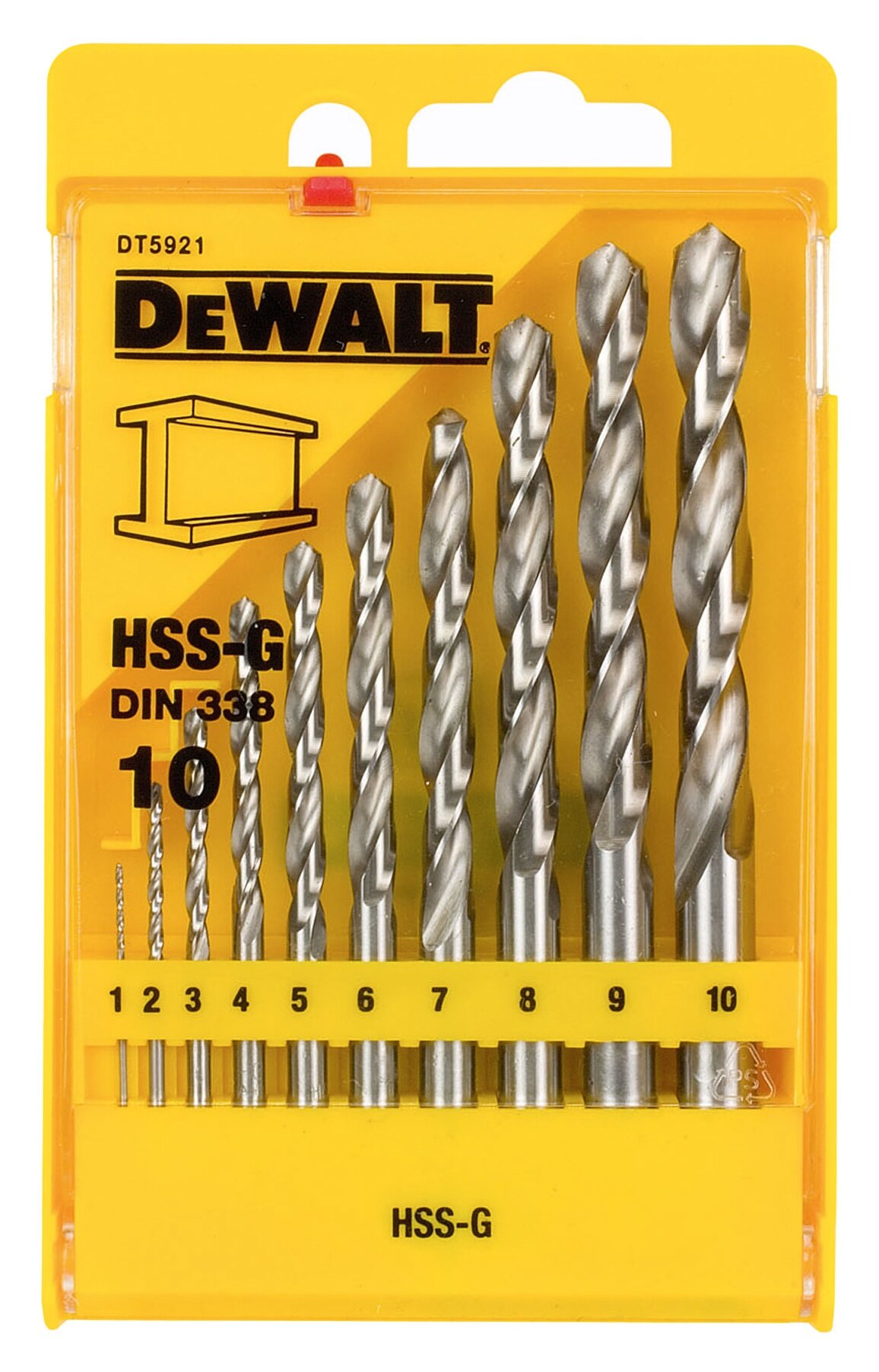 DEWALT Набор сверла п/мет. 10штпластик. касс. DT5921