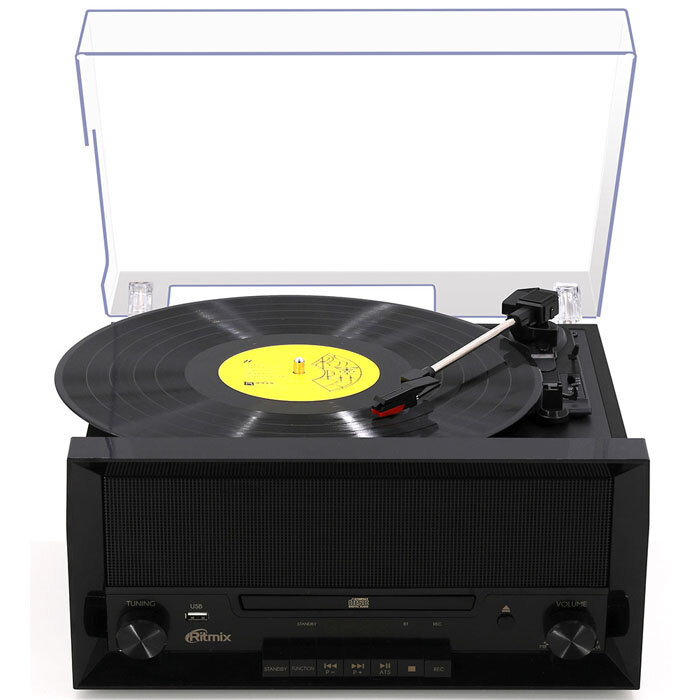 Виниловый проигрыватель Ritmix LP-400B Black . FM, CD