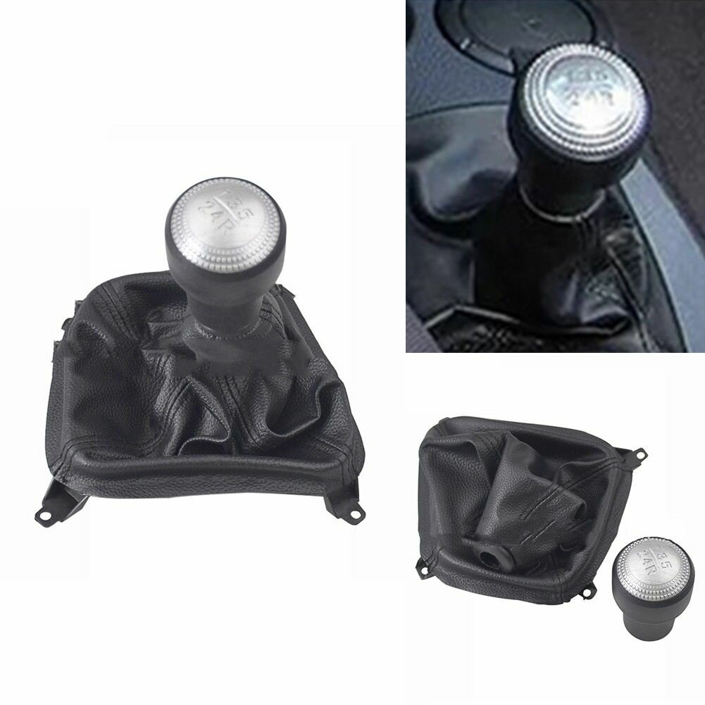 Ручка КПП для Hyundai Getz 2002-2010 и KIA Sportage III 2010-2015, черная, пластик+кожа, установка без сверления