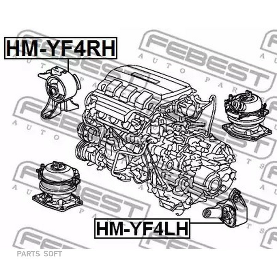 FEBEST HMYF4RH Опора двигателя HONDA PILOT YF4 2009-2015 гидравлика прав.