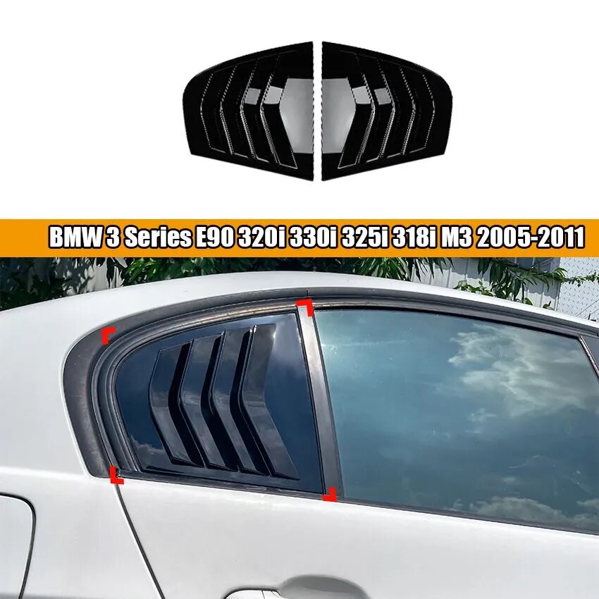 Спойлер автомобиля боковой оконный 2 шт. для BMW 3 серии E90 2005-2011 черный