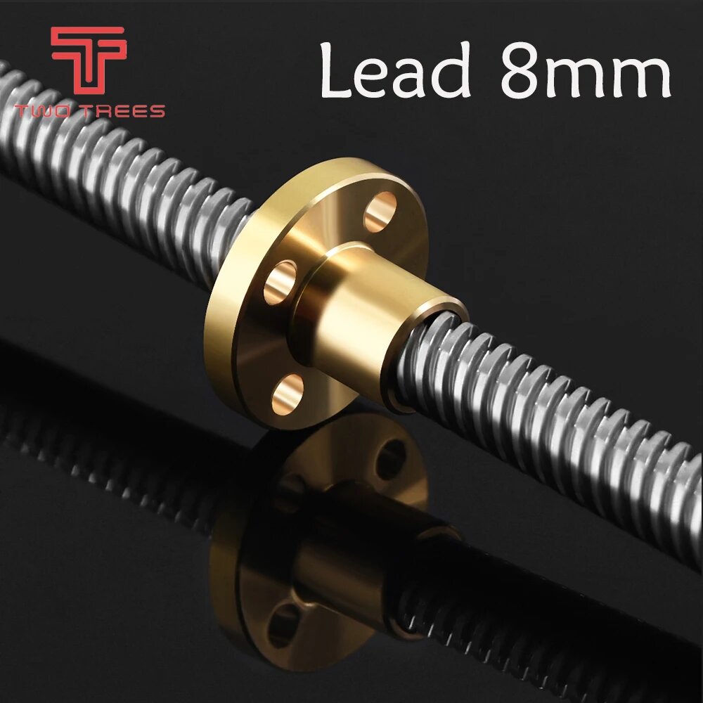 TWO TREES T8 свинцовый винт 8 мм 200 мм с латунной гайкой 250mm With Nut, Lead 8mm