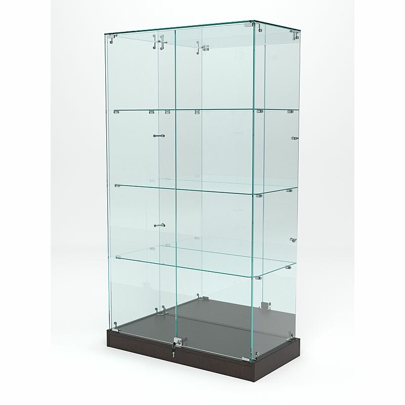 Витрина стеклянная "истра ХИТ продаж" №7 (с дверками, задняя стенка - зеркало), Дуб Венге