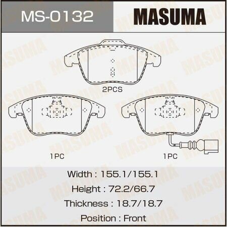 Колодки тормозные передние MASUMA MS-0132 Audi