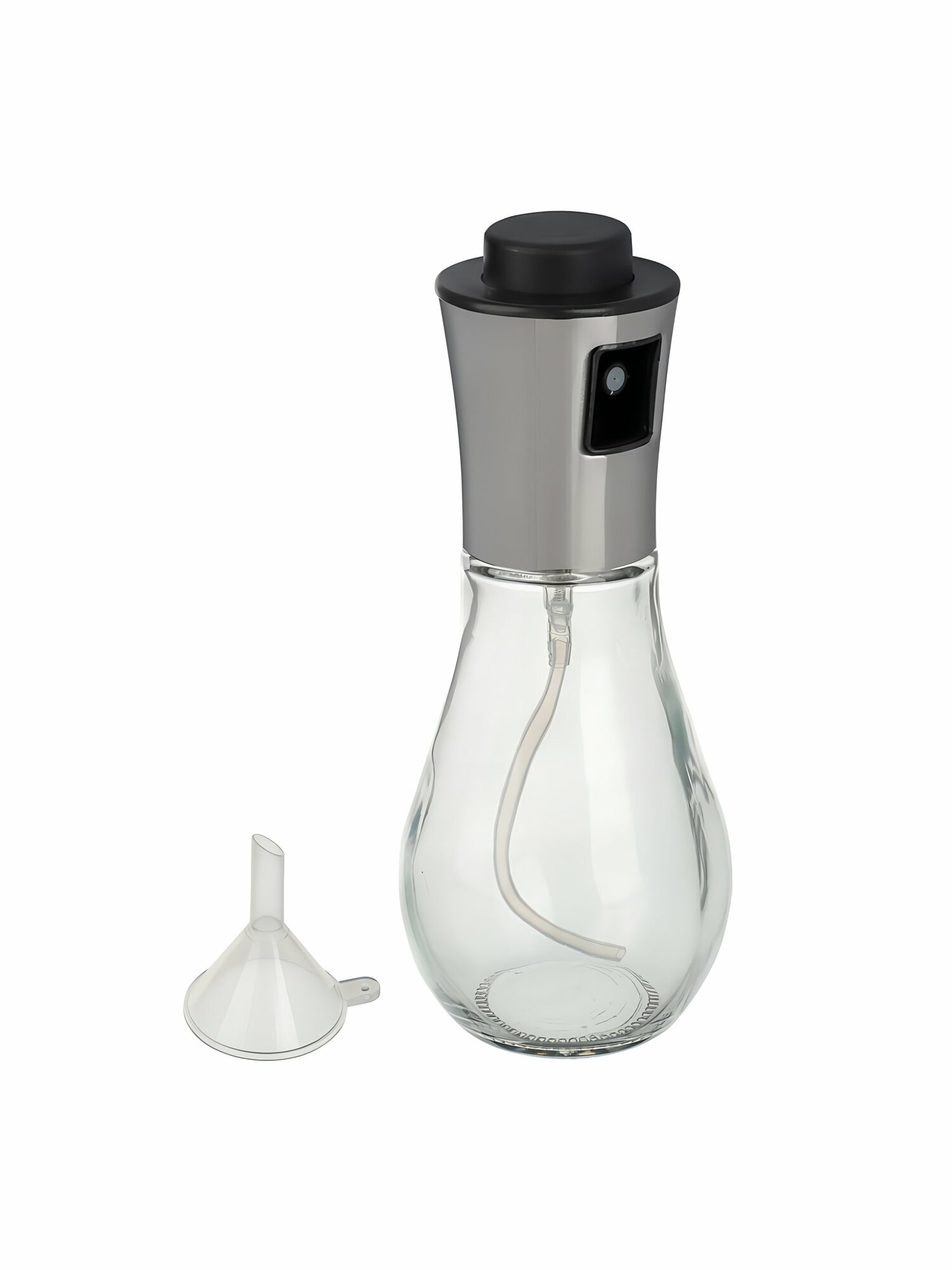 Стеклянная бутылка для масла с распылителем 320 мл, дозатор из нержавеющей стали для уксуса и соуса, 17.5х7 см (828-311)