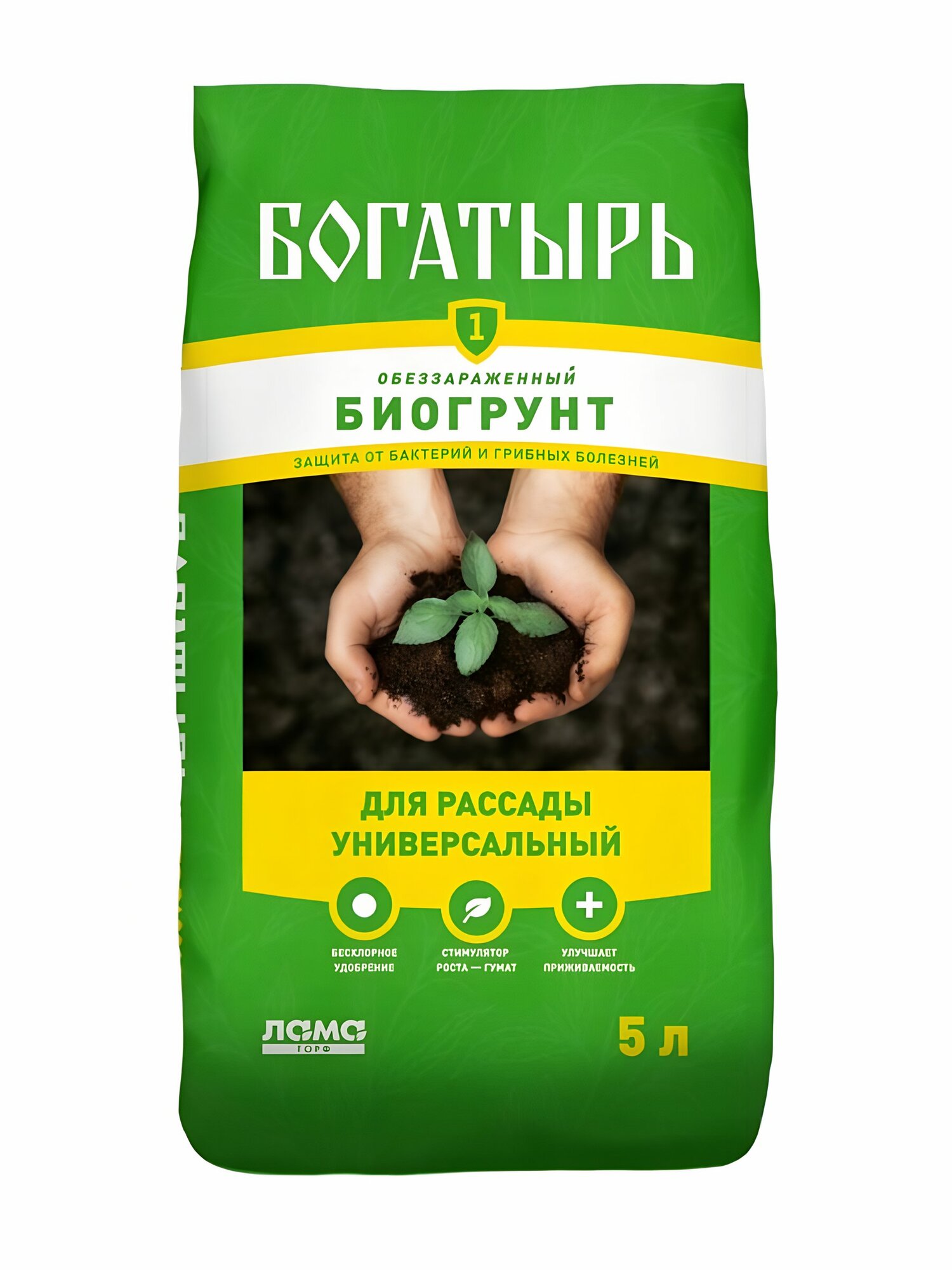 Грунт Богатырь, для рассады, 5 л, Лама Торф