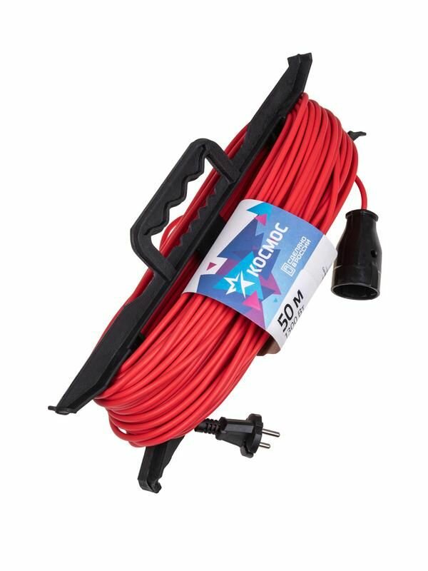 Удлинитель-шнур на рамке 1х50м 6А IP20 1.3кВт ПВС 2х0.75 космос YPKsm50m-1g(6A)