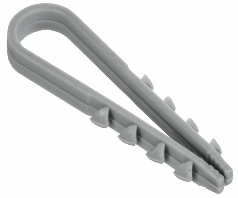 Дюбель-хомут 5х10мм для круглого кабеля нейлон сер. (уп.100шт) GENERICA UDH13-05-10-100-K03-G