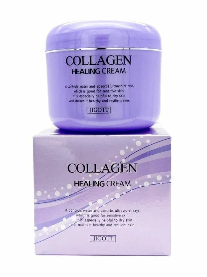 JIGOTT Питательный ночной крем для лица с коллагеном Collagen Healing Cream, 100 гр.