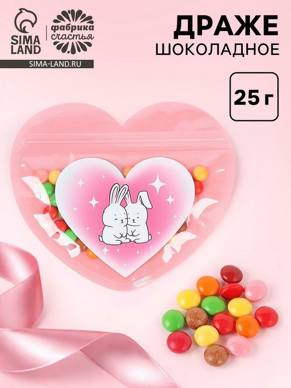 Конфеты драже шоколадное в дойпаке Фабрика счастья "Кролики", 25 г, 10927154