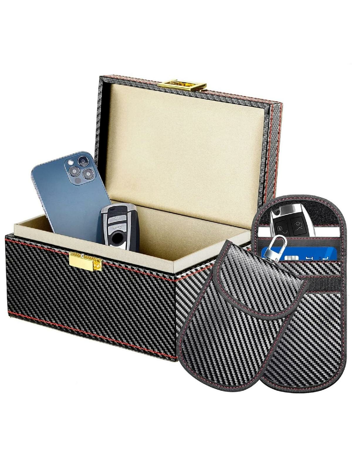 Safe Automobile Key Storage Set Contains Shielding Unit And 2 Protective Cases