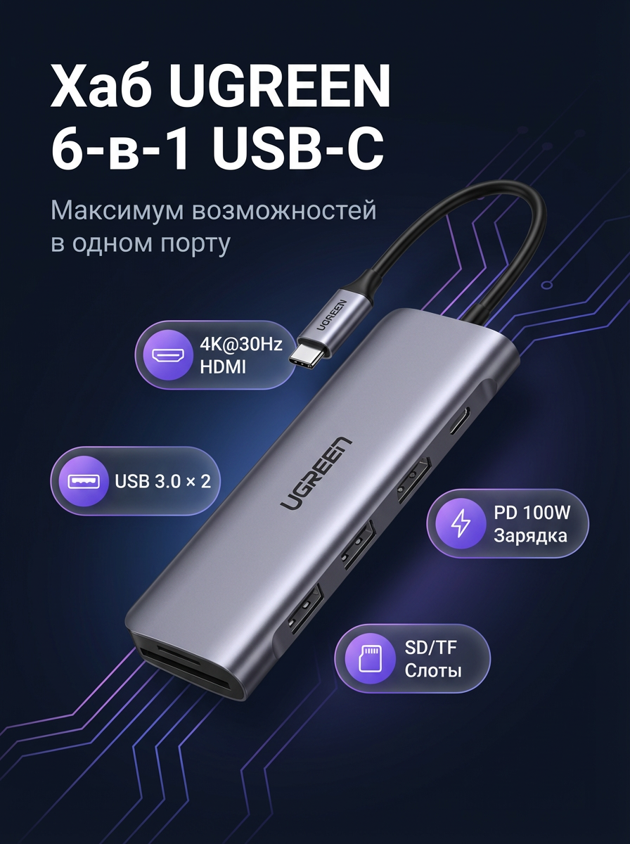 UGREEN CM195, серый [70411]