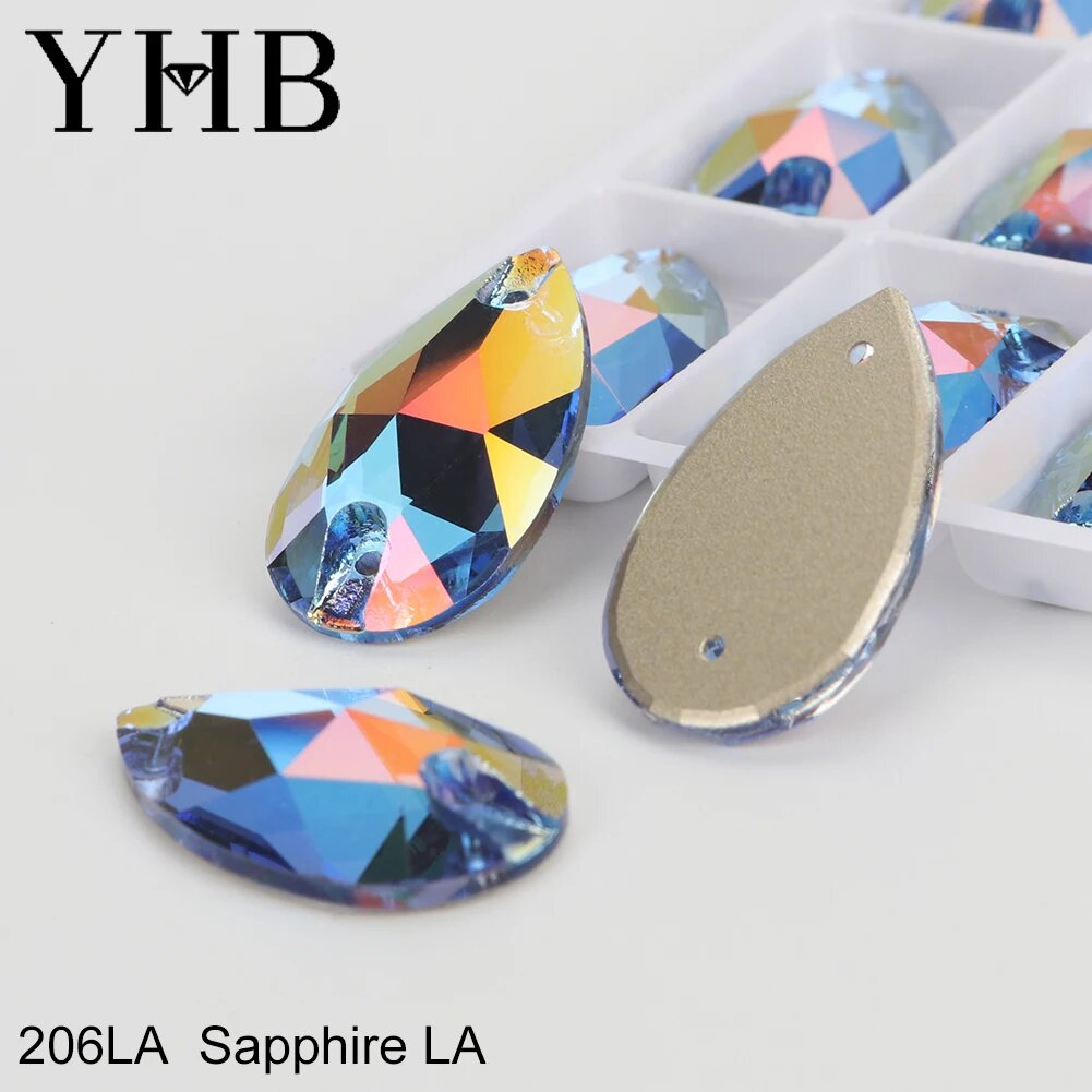 Стразы YHB 206LA Sapphire, 10.5x18 мм, 24шт