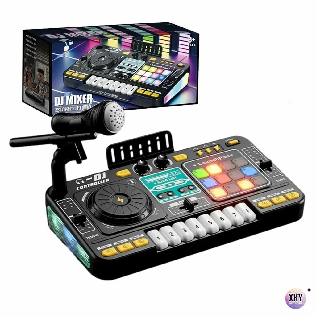Детский игровой DJ контроллер, музыкальный инструмент для семейных вечеринок, Черный