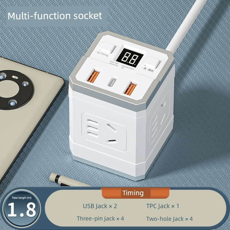 TT303 Розеточная колонка с таймером и 1,8 м кабелем, многофункциональная домашняя электротехника