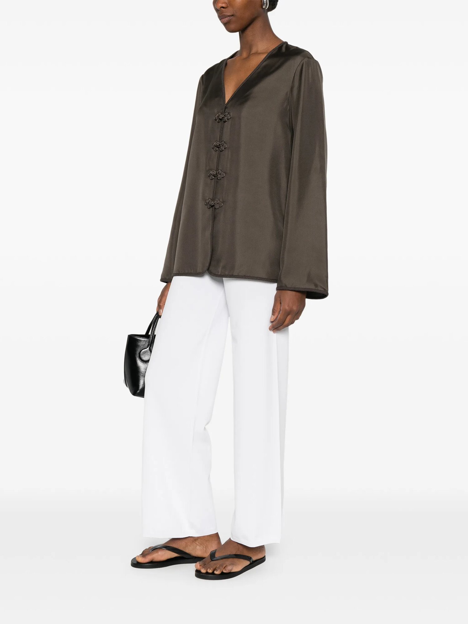 Брюки палаццо Kangra Cashmere Elasticated-waistband palazzo pants, размер 42, бежевый/белый — фото 1