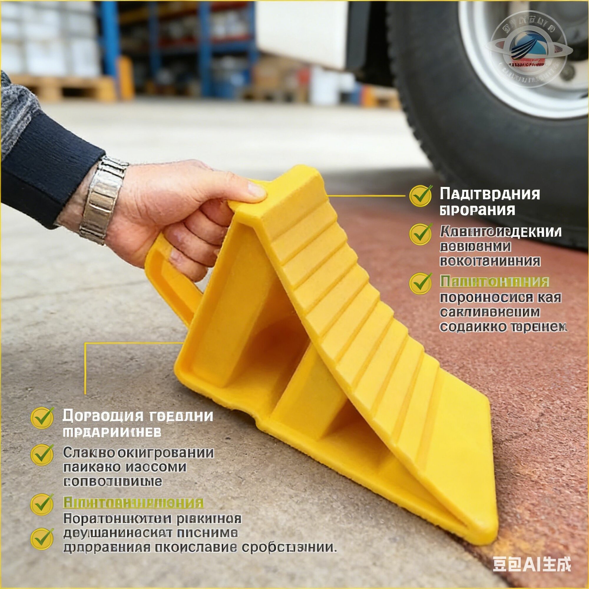 Парковочный упор для колес Autostop — противоскользящий переносной башмак для фиксации автомобиля при парковке на уклоне
