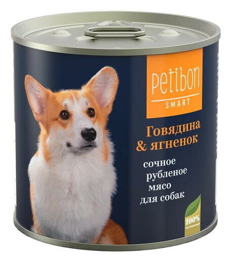 Petibon Smart 6 шт по 240 г влажный корм для собак рубленое мясо с говядиной и ягненком